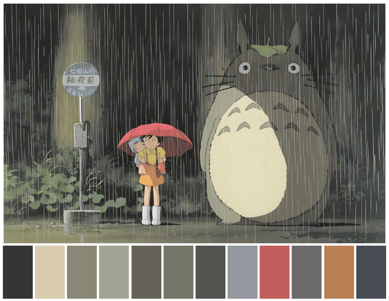 Satsuki Meets Totoro At The Rainy Bus Stop Color Palette - My Neighbour ...