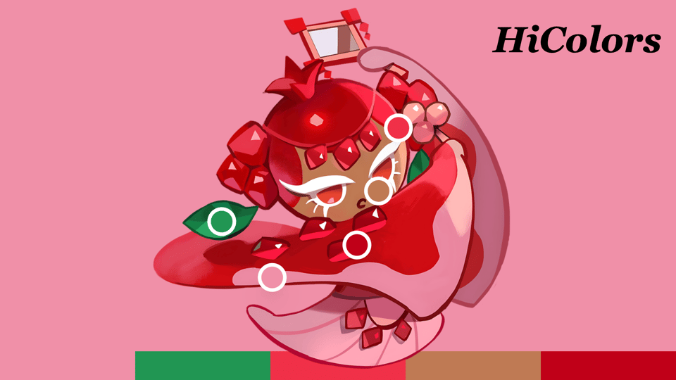 Pomegranate Cookie Color Palette - Cookie Run Kingdom