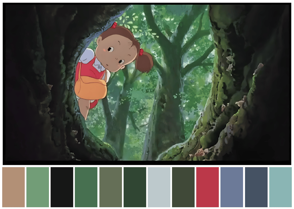 Mei’s First Discovery Of Totoro In The Camphor Tree Color Palette - My ...