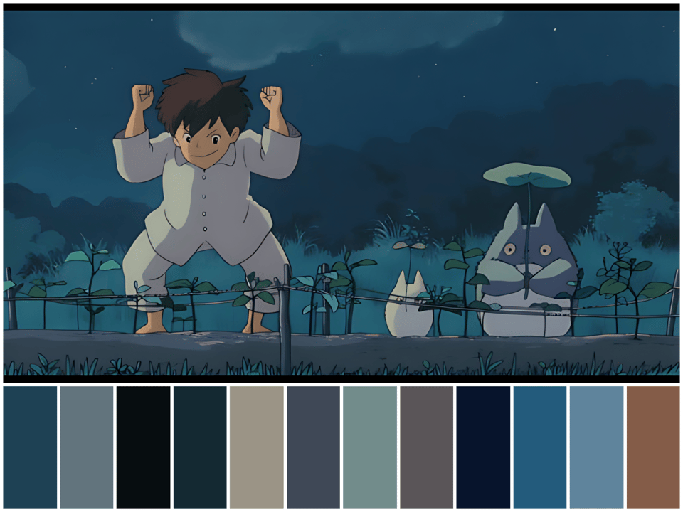 Totoro Seed Growing Scene Color Palette - My Neighbour Totoro