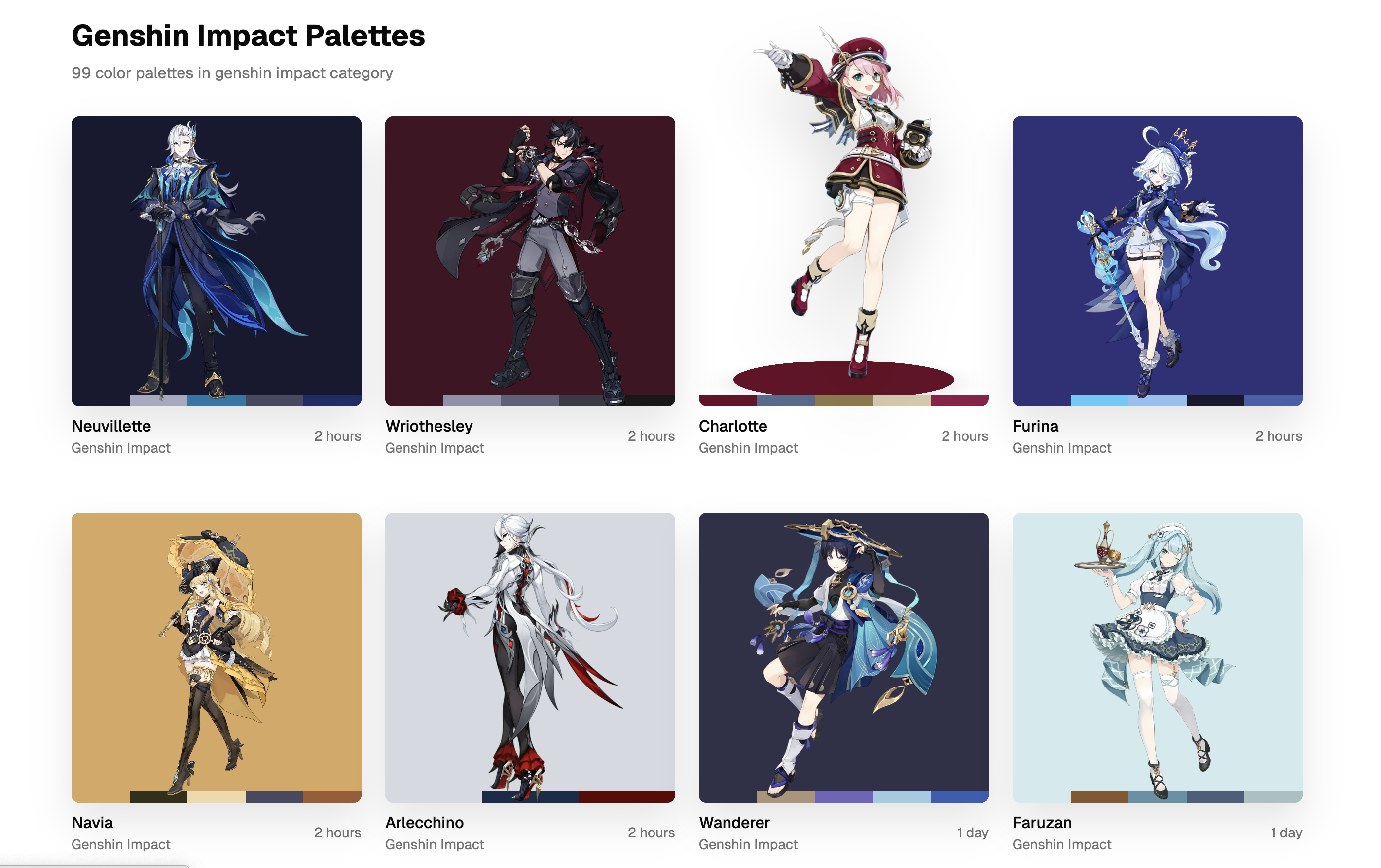 genshin impact Color Palettes - Page 4 | AniColors