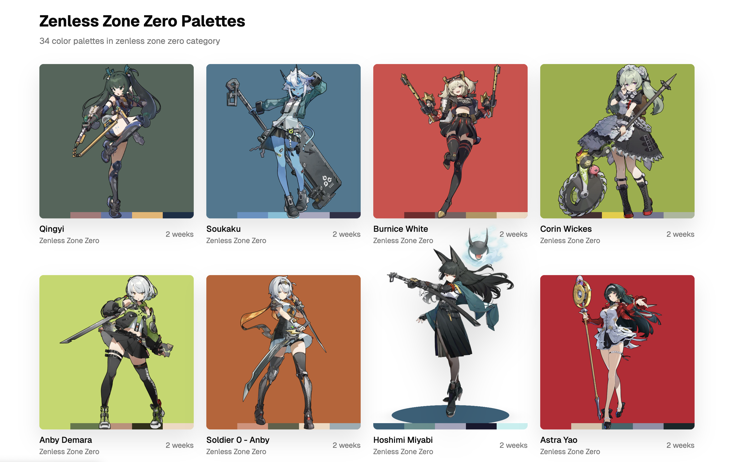 zenless zone zero Color Palettes - Page 1 | AniColors