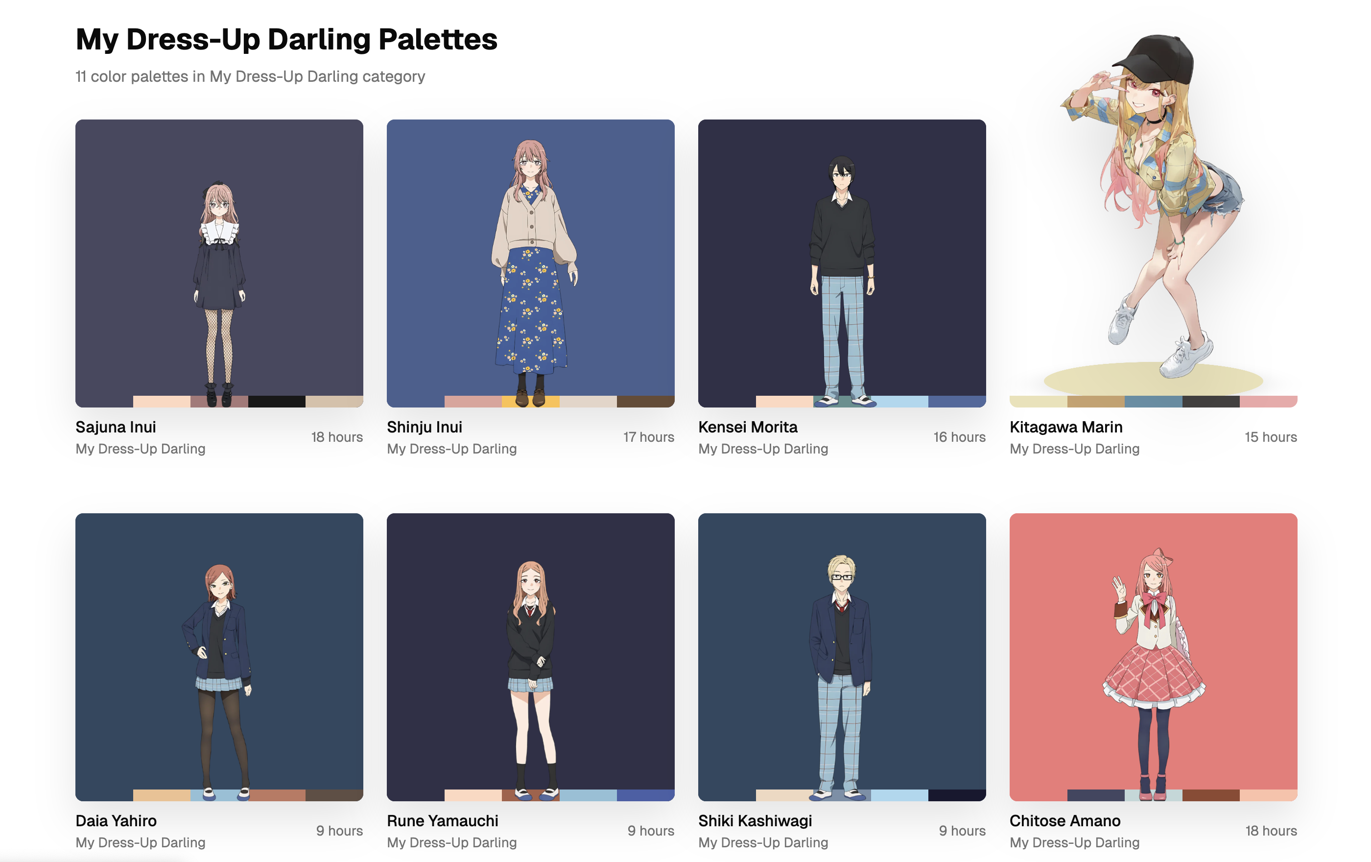 My Dress-Up Darling Color Palettes - Page 1 | AniColors